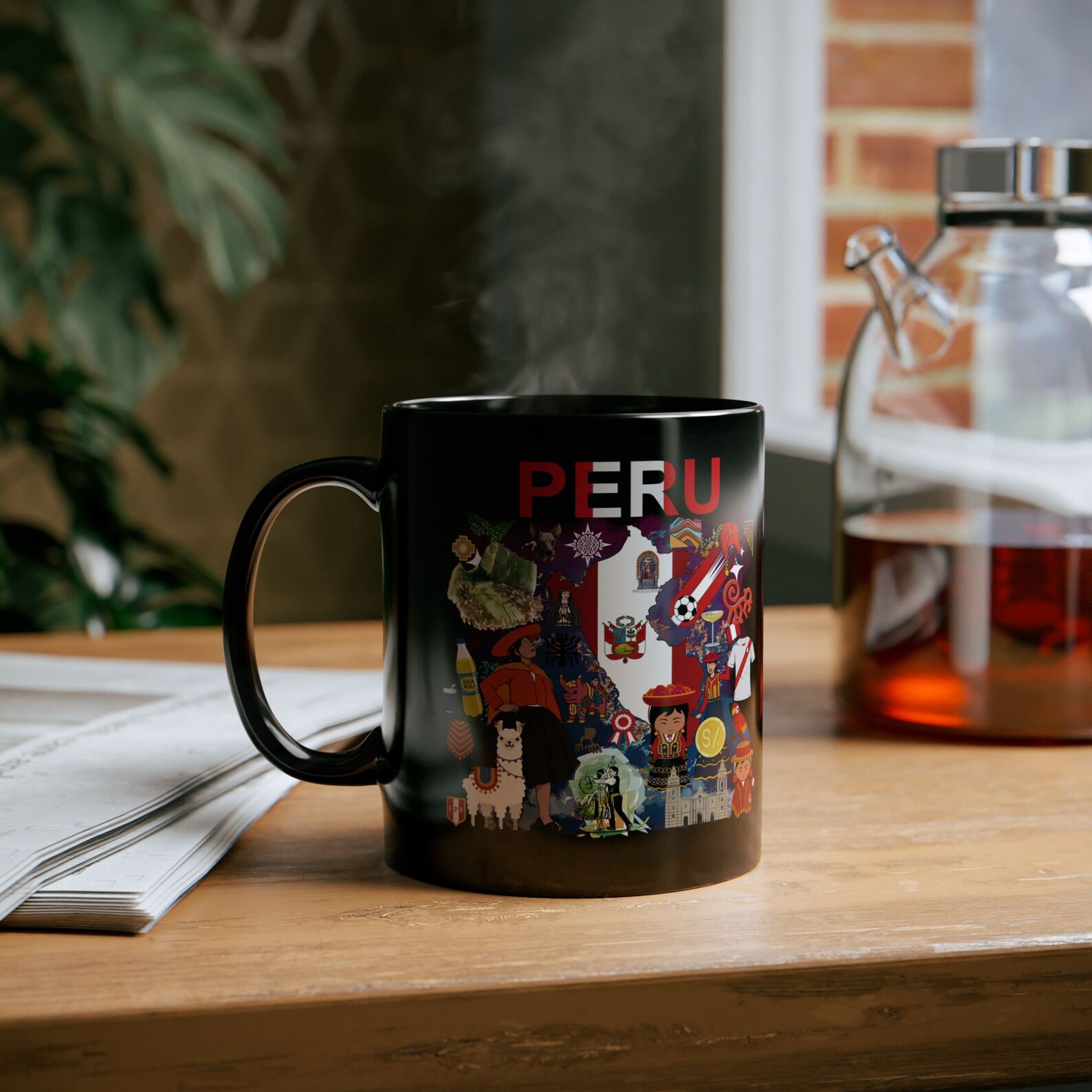 Peru Mug: Black Ceramic Taza Peruana, Peruvian Pride Gift - Etsy