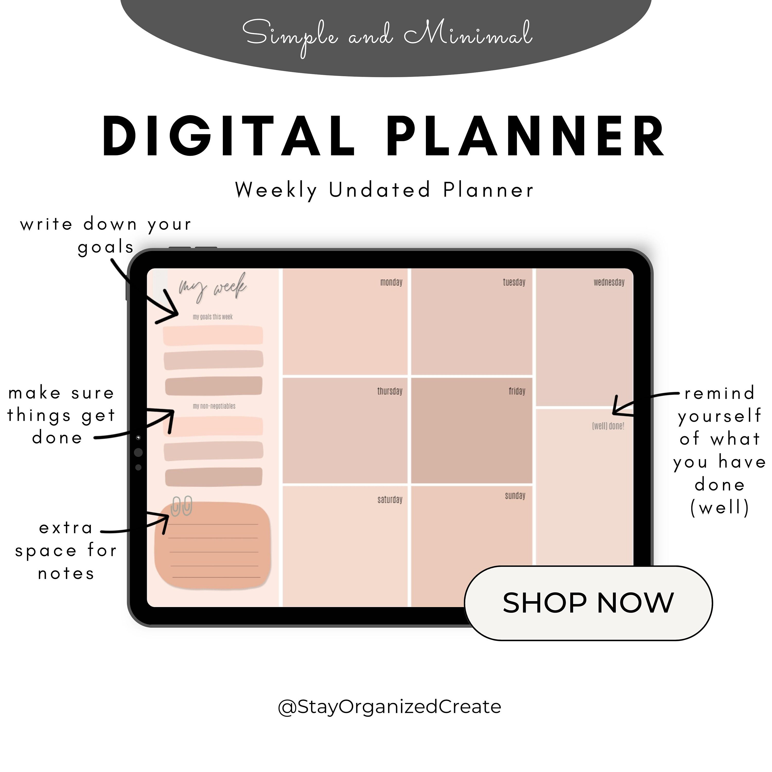 Weekly Planner Goodnotes Template, Undated Weekly Planner, Digital ...
