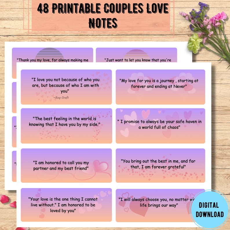 48 Couples Printable Love Notes/cards| Love Notes for Partner| Romantic ...