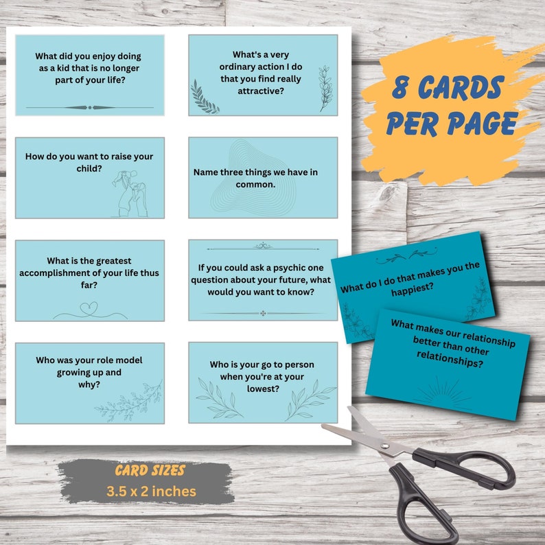 80 Conversation Starters Cards | Couples Conversation Starter Cards ...