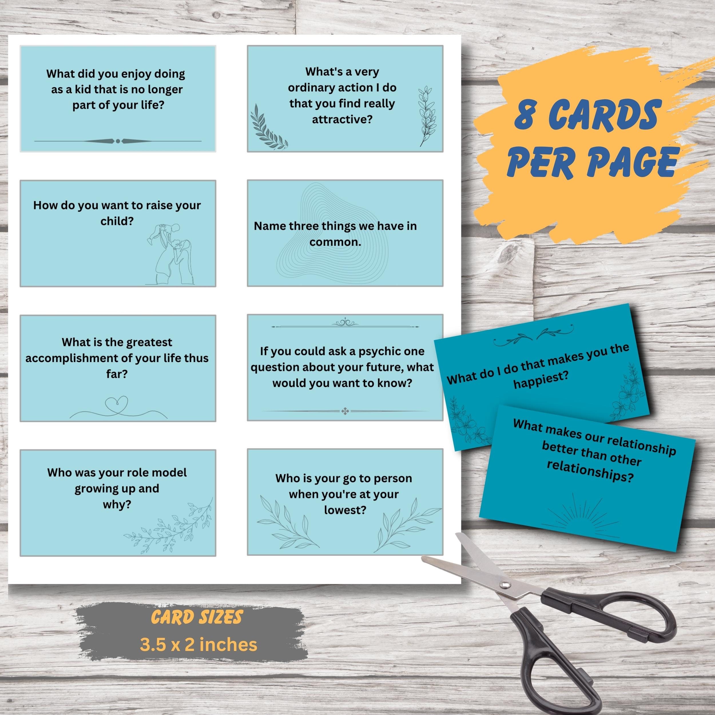 80 Conversation Starters Cards | Couples Conversation Starter Cards ...