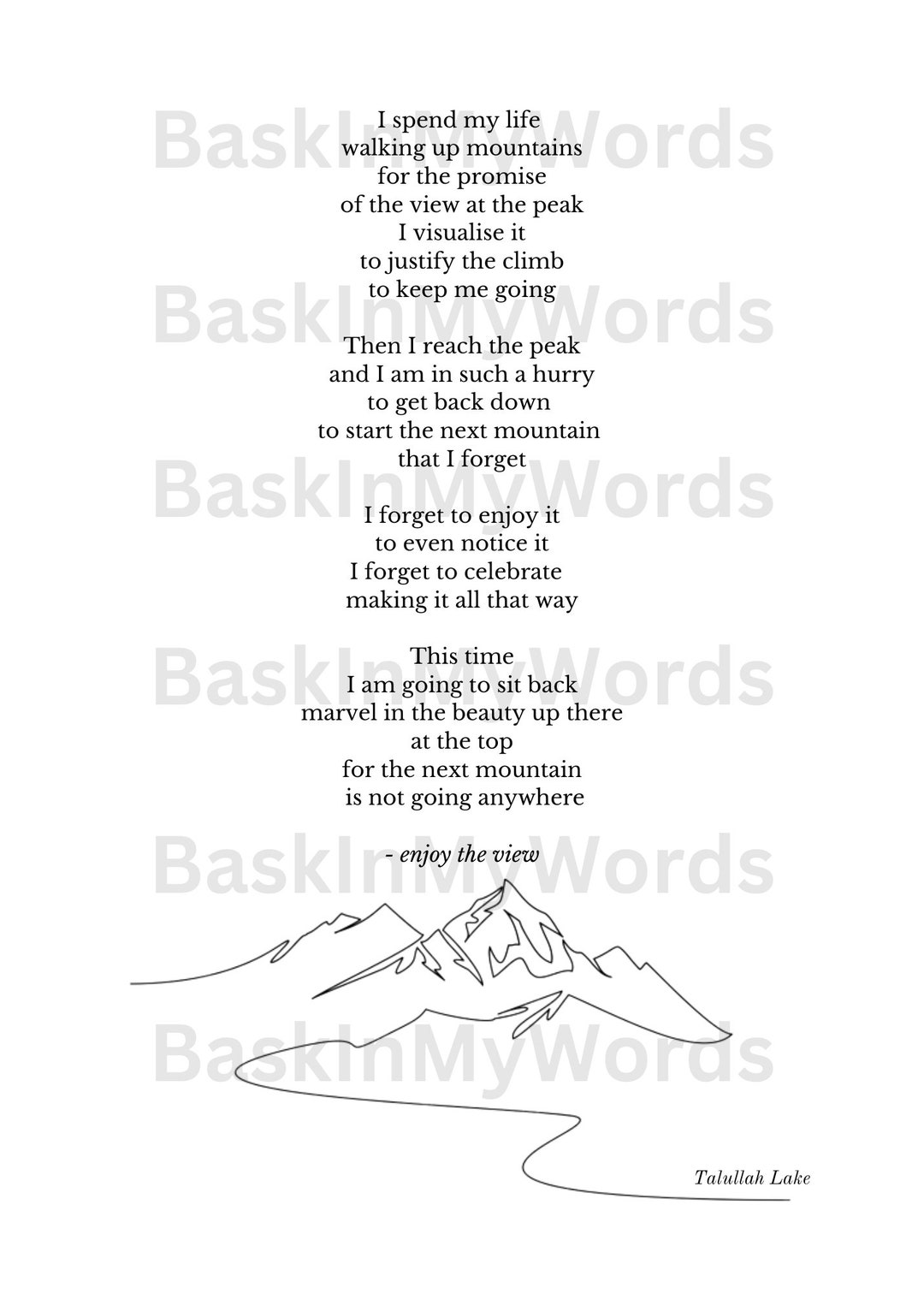 Motivational Poem Print Called Enjoy the View - Etsy