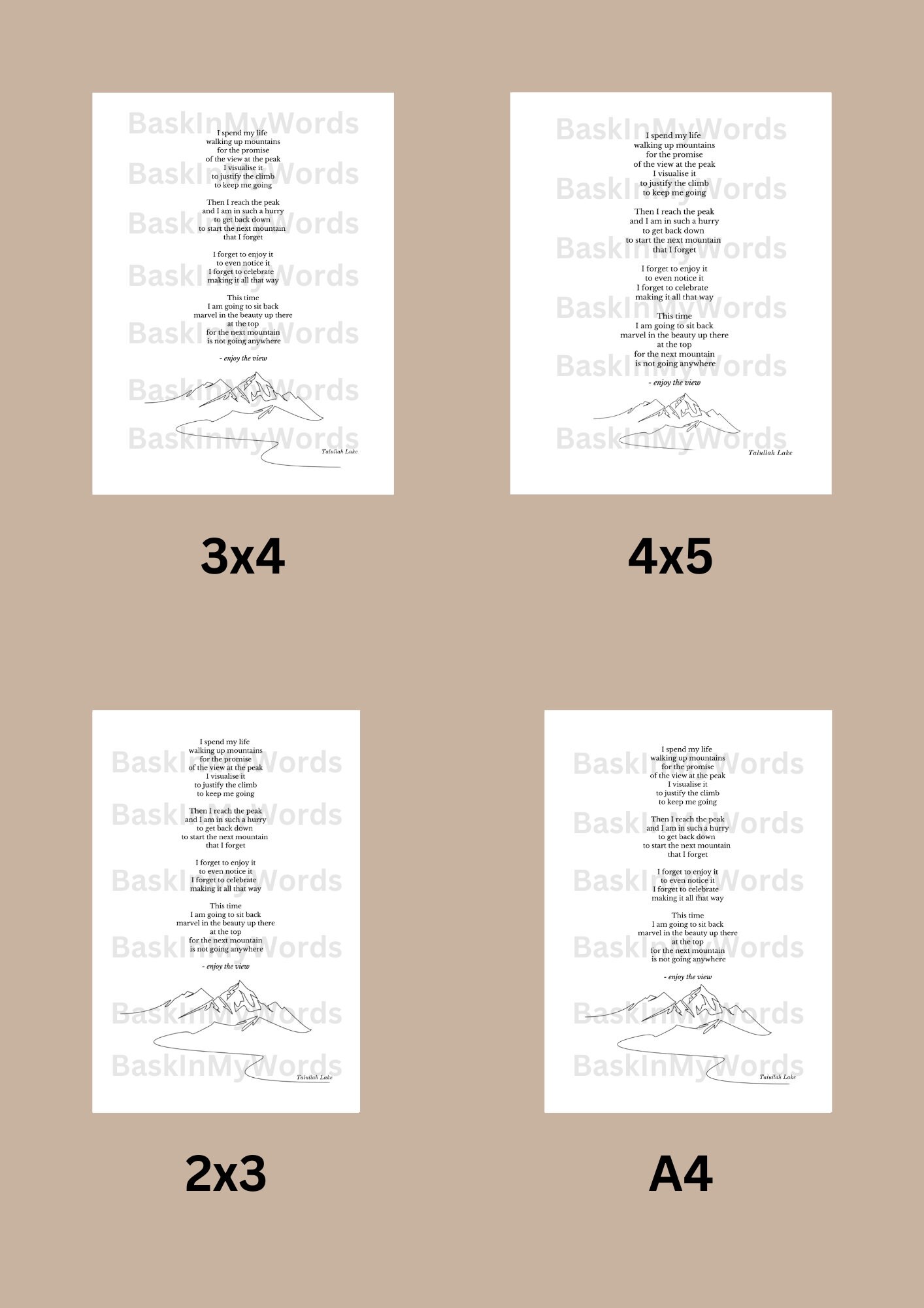 Motivational Poem Print Called Enjoy the View - Etsy