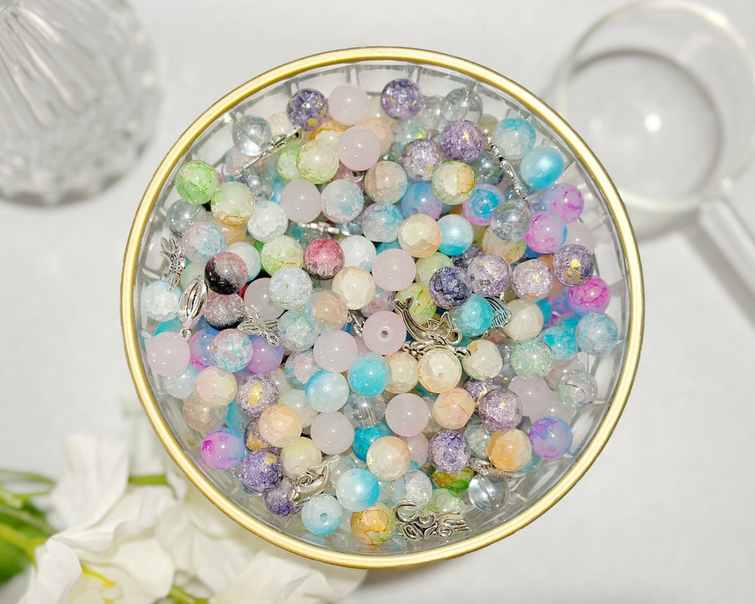 Mystery High Quality Multicolor Glass Assorted Bead Soup With Charms, DIY Beading Kit for ...