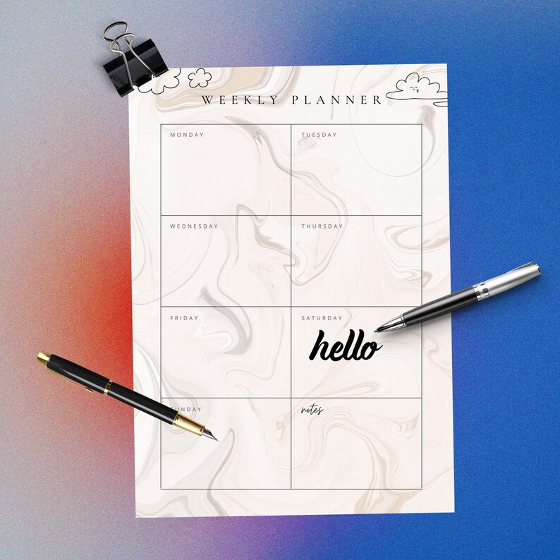 Weekly Planner Printable Landscape, Minimalist Weekly Schedule, Week at ...