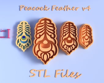Digital STL File | Peacock Feather Cutters 3 Sizes Version 5 | 3 Files ...