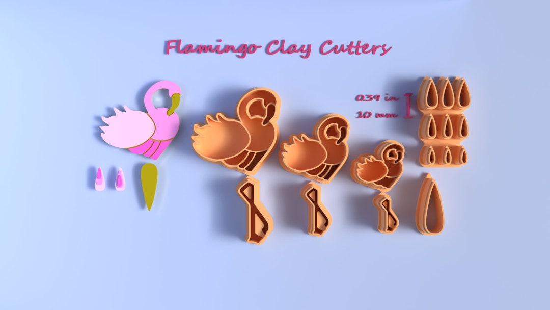 Flamingo Polymer Clay Cutters: 3 Sizes & Mini Teardrop Set (digital STL ...
