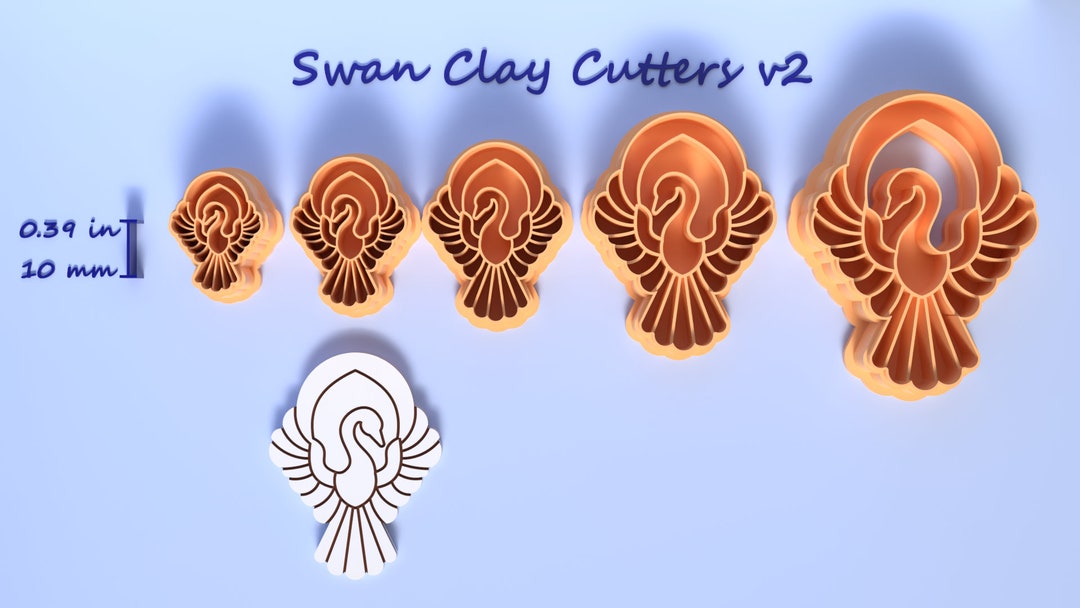 Digital STL File | Swan Polymer Clay Cutters V2 5 Sizes | 5 Files - Etsy