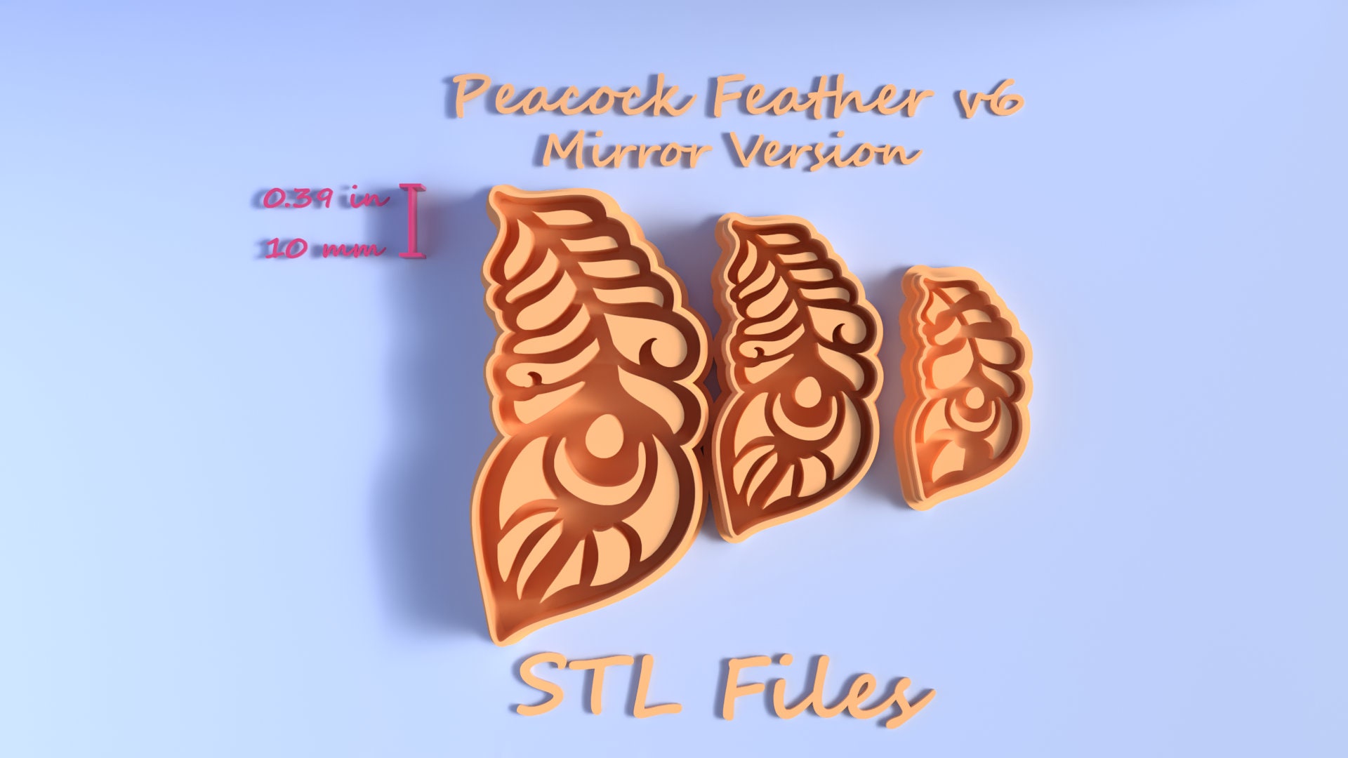 Digital STL File Peacock Feather Cutters Mirror Version 6 3 Files - Etsy