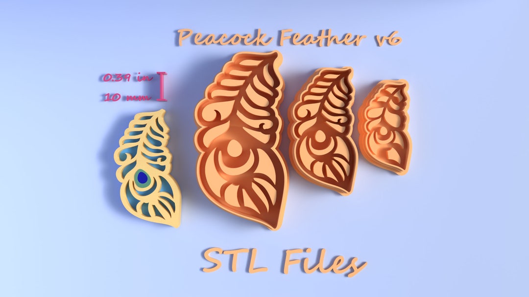 Digital STL File | Peacock Feather Cutters Version 6 | 3 Files - Etsy