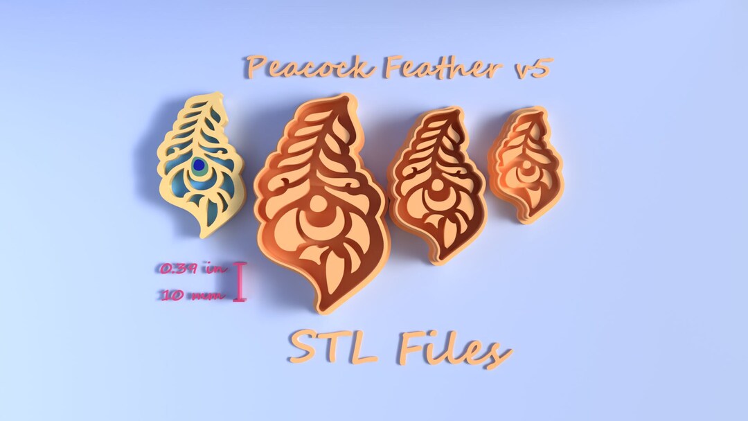 Digital STL File | Peacock Feather Cutters 3 Sizes Version 5 | 3 Files ...