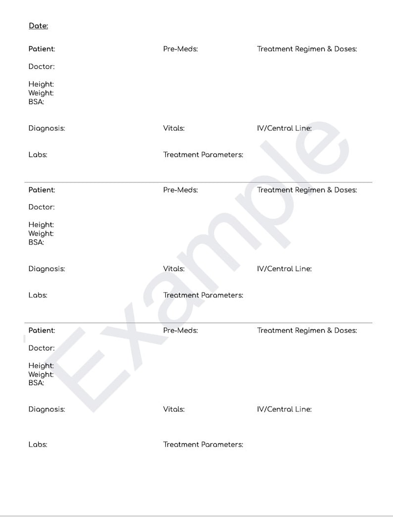 Outpatient Oncology Nurse Report Sheet - Etsy