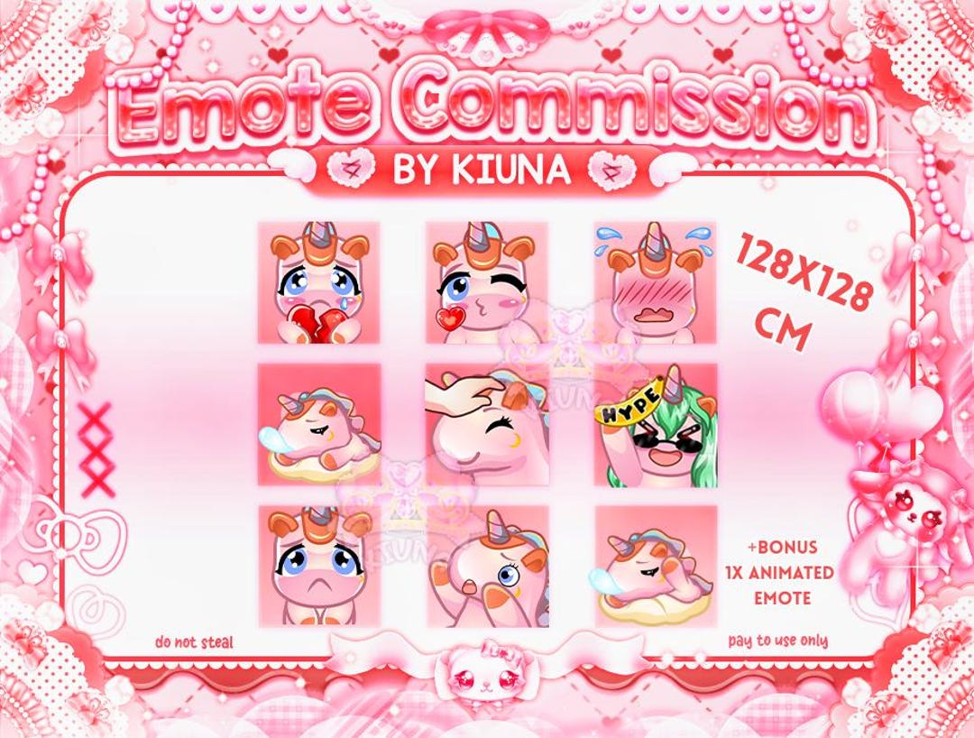 Cute Unicorn Emotes Set - 8 Emotes + 1 Animated (128x128) for Discord ...