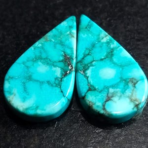 Natural Tibetan Turquoise Pear Shape Pair Cabochon for Earring Loose ...