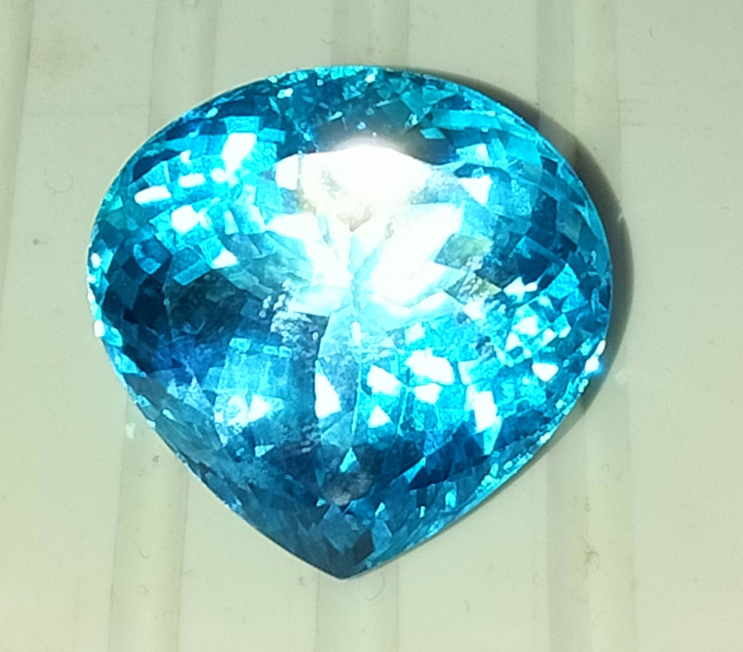 71 Ct Natural Swiss Blue Topaz Heart Shape Faceted Loose Gemstone for ...