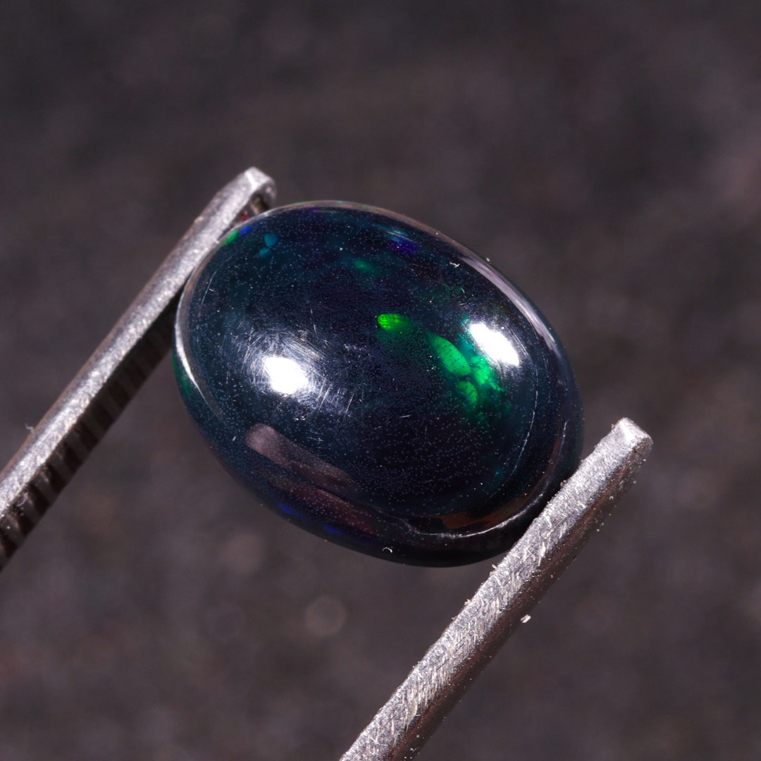 Natural Ethiopian Black Smoked Oval Shape Welo Opal Cabochon Rainbow ...