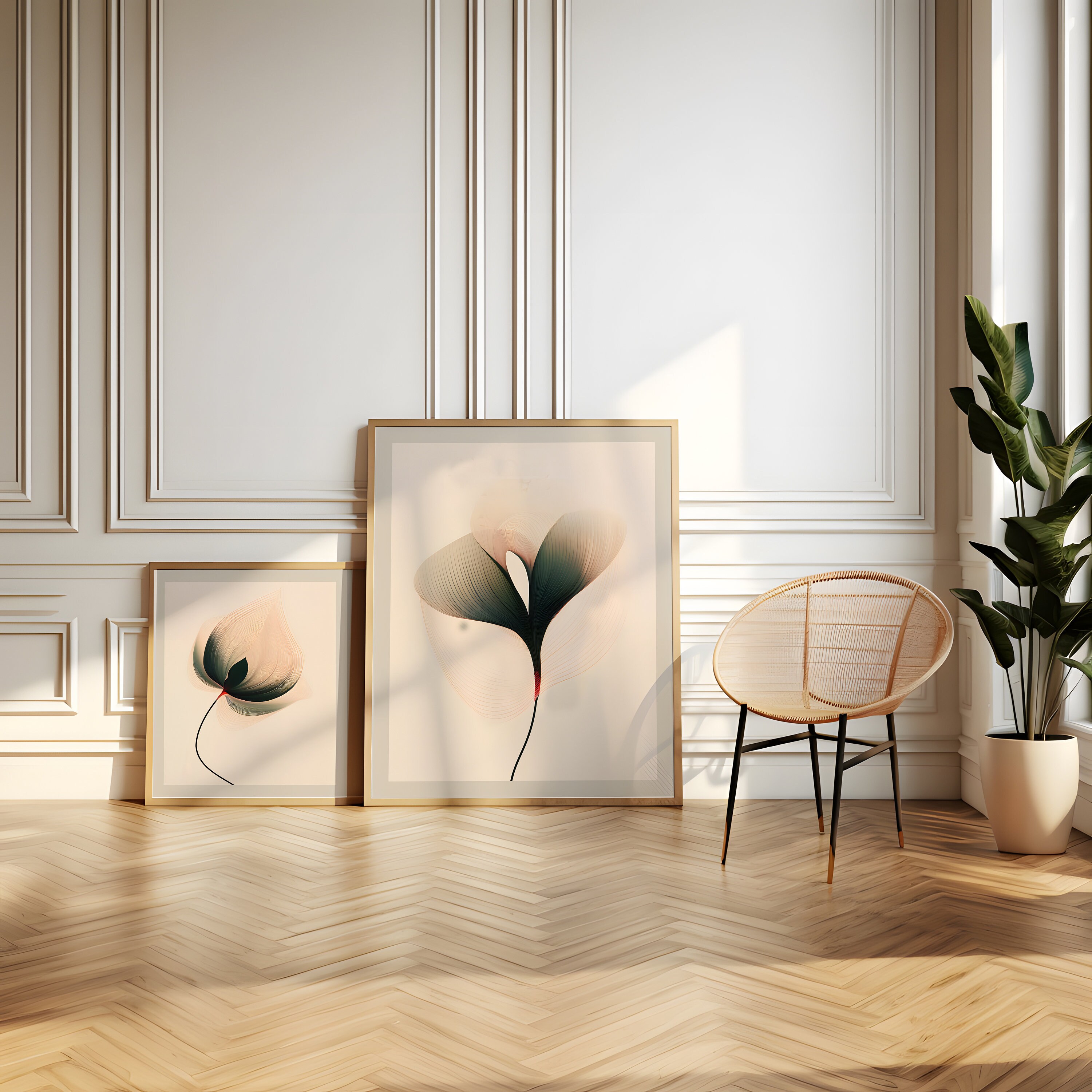 Wabi Sabi Flower Print Sage Green Japandi Wall Art Aesthetic - Etsy