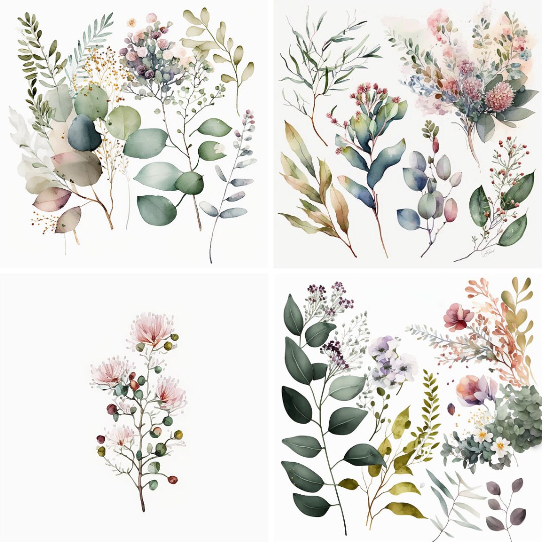 Watercolor Floral Wildflowers Spring Flowers Clipart, PNG, Commercial ...