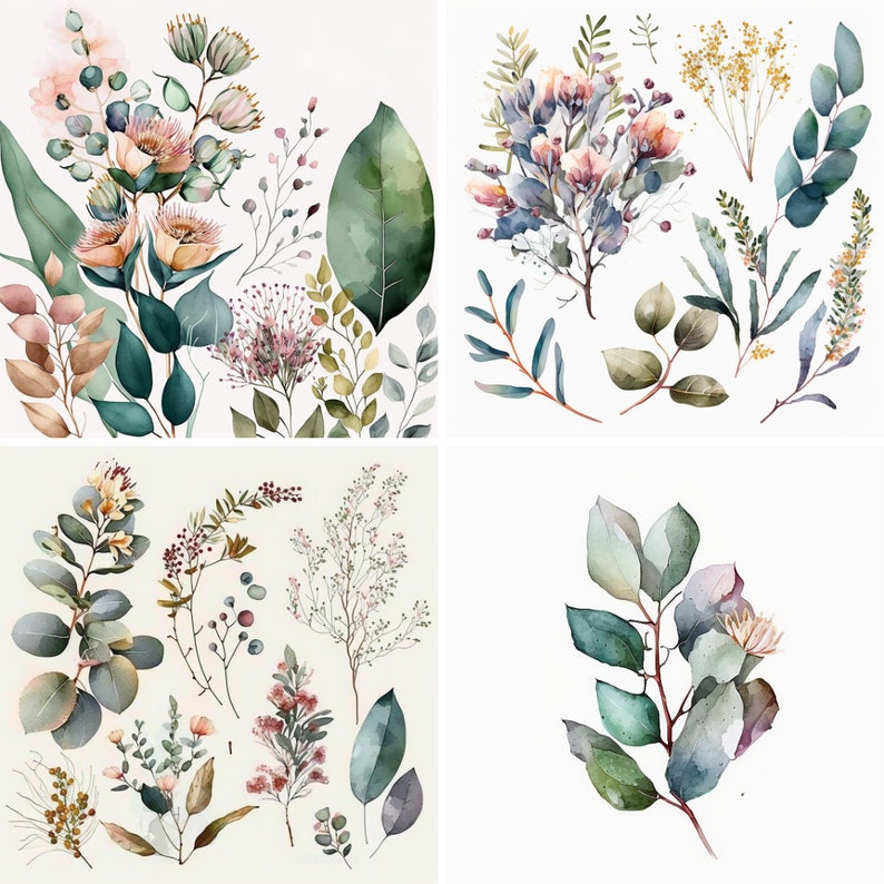 Watercolor Floral Wildflowers Spring Flowers Clipart, PNG, Commercial ...