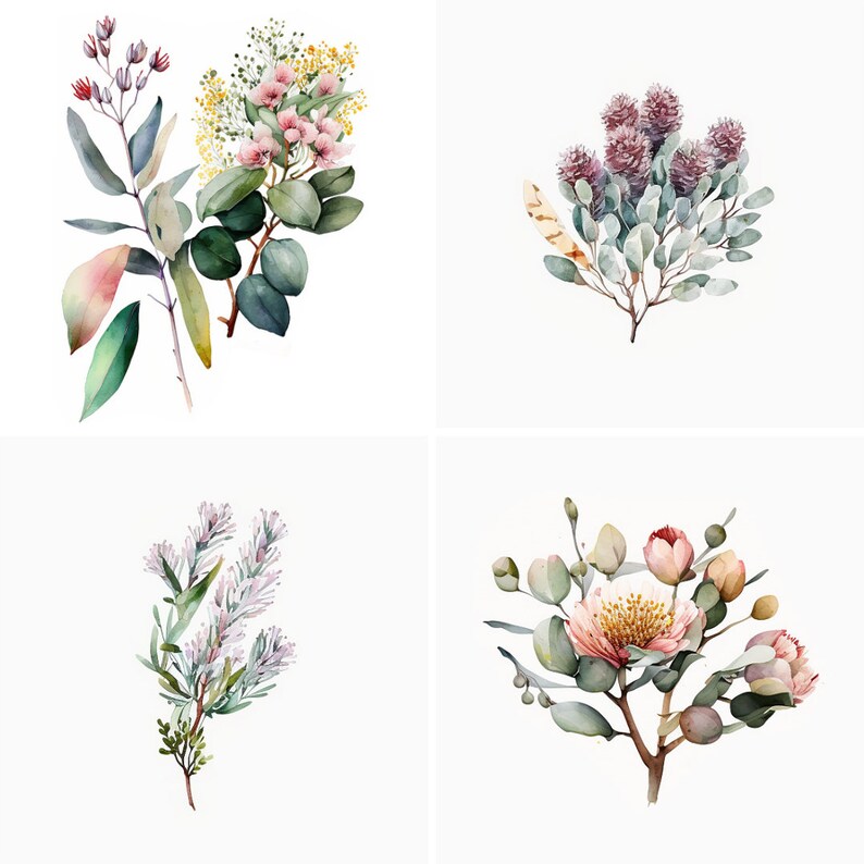 Watercolor Floral Wildflowers Spring Flowers Clipart, PNG, Commercial ...