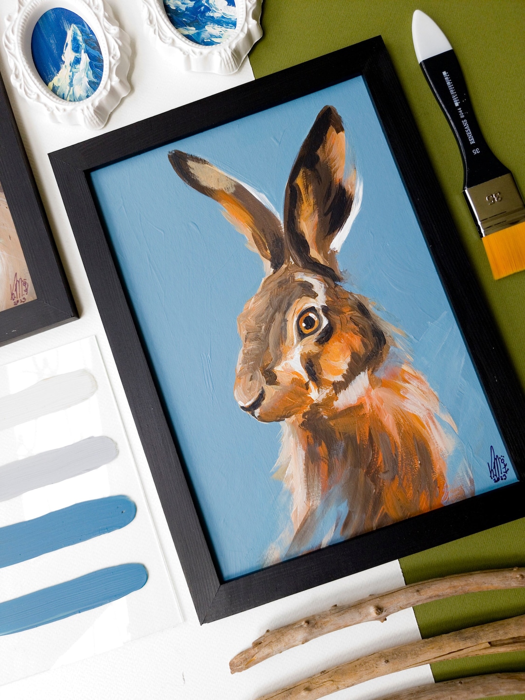 Hare Acrylic Painting, Bunny, Abstract Animal, Unique Gift - Etsy