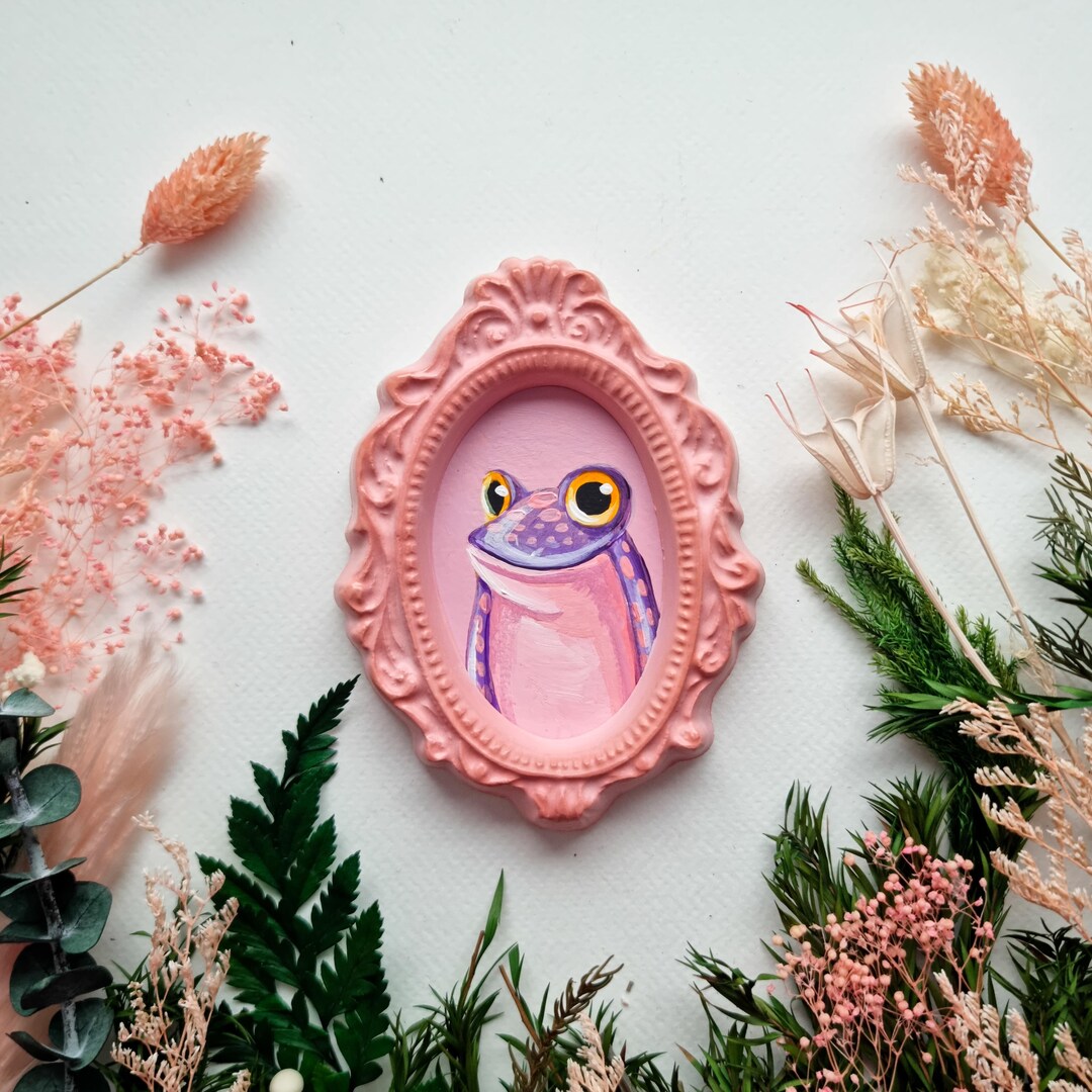Lovely Violet Frog • Big Eyes • Original Acrylic Painting • Sweet ...