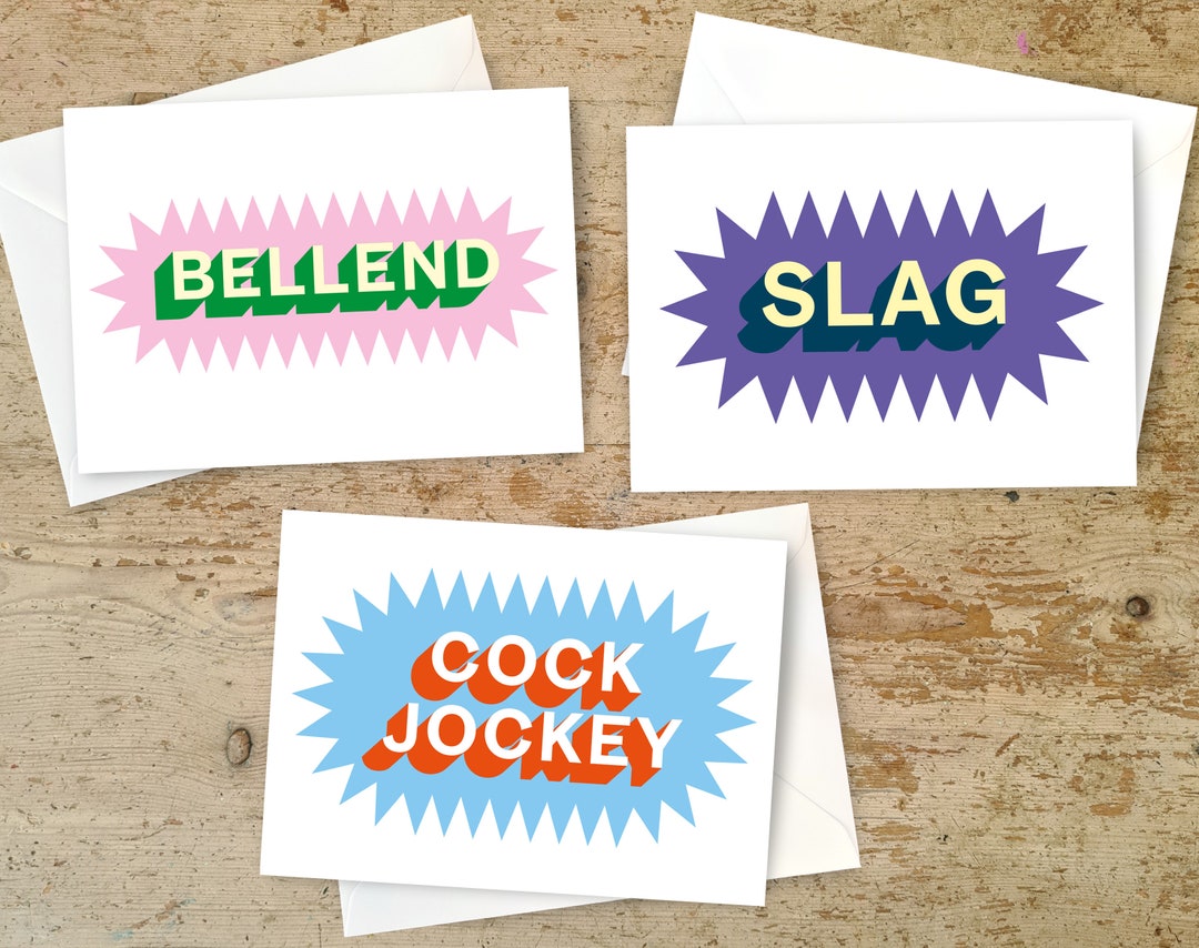 Rude Funny Birthday Card Set. Pack X 3. SLAG, BELLEND, COCKJOCKEY. - Etsy