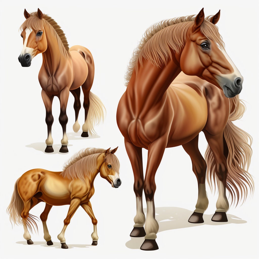 Playful Cartoon Horses Clipart Pack - Perfect for Crafts, Invitations ...