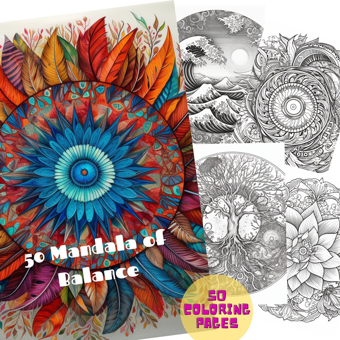 50 Mandala of Balance Coloring Book | Coloring Sheets | Mandala ...