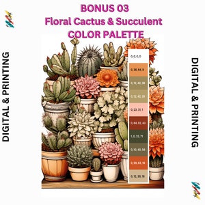 50 Floral Cactus & Succulent, Floral Cactus Coloring Book for Adults ...