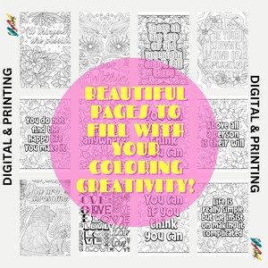 49 Motivational Floral Quote 1 Coloring Book for Adults and Children ...