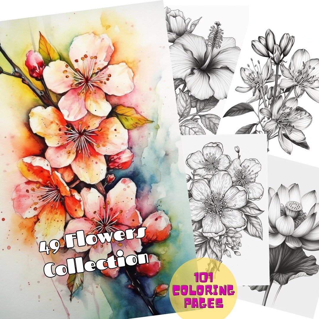Flower Art | 49 Flower Collection Coloring Page | Printable Pdf | Fun ...