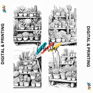 50 Floral Cactus & Succulent, Floral Cactus Coloring Book for Adults ...