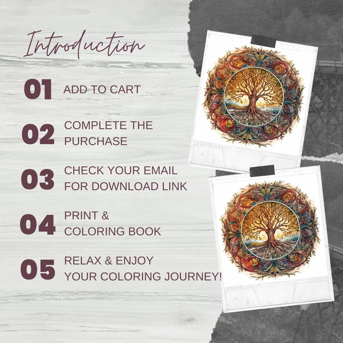 50 Tree Root Mandala Coloring Book Coloring Sheets Mandala Coloring ...