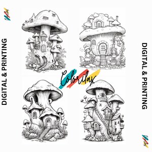 130 Mushroom Fairy Homes Vol2 Coloring Book for Adults and Children ...