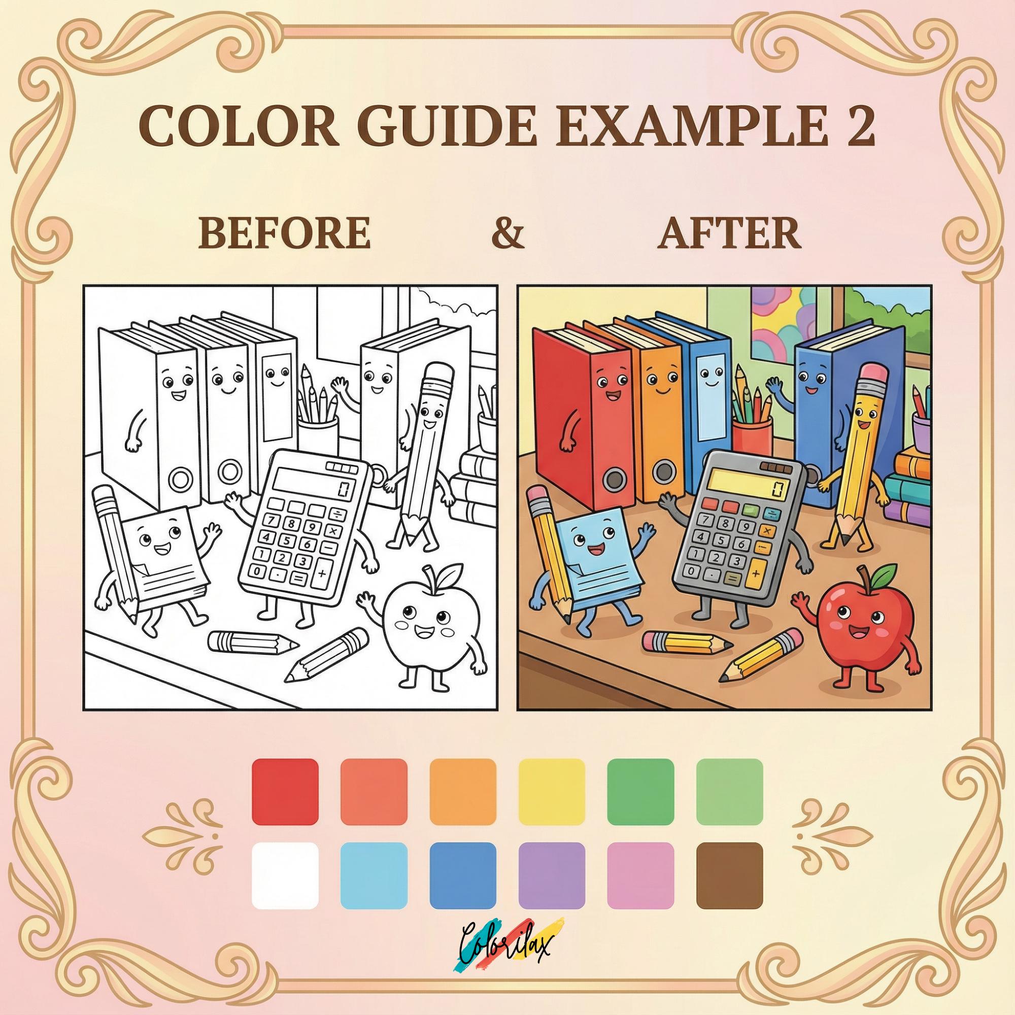 50 Happy School Objects Coloring Pages Kids Coloring Book Printable ...