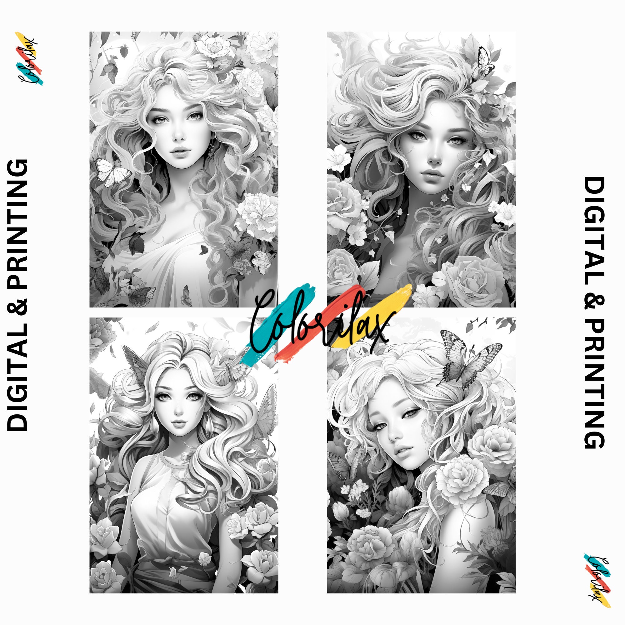 150 3D Dreamy Fairy Girls Coloring Book Ver 2.0 for Adults and Children ...