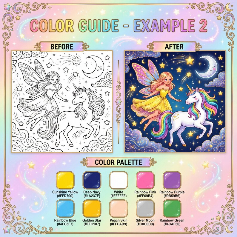 50 Magic Friends Unicorn Coloring Pages Kids Ages 4-8 Learn to Color ...