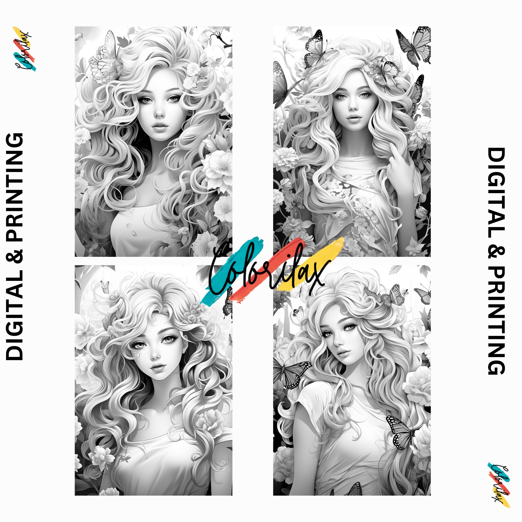 150 3D Dreamy Fairy Girls Coloring Book Ver 2.0 for Adults and Children ...