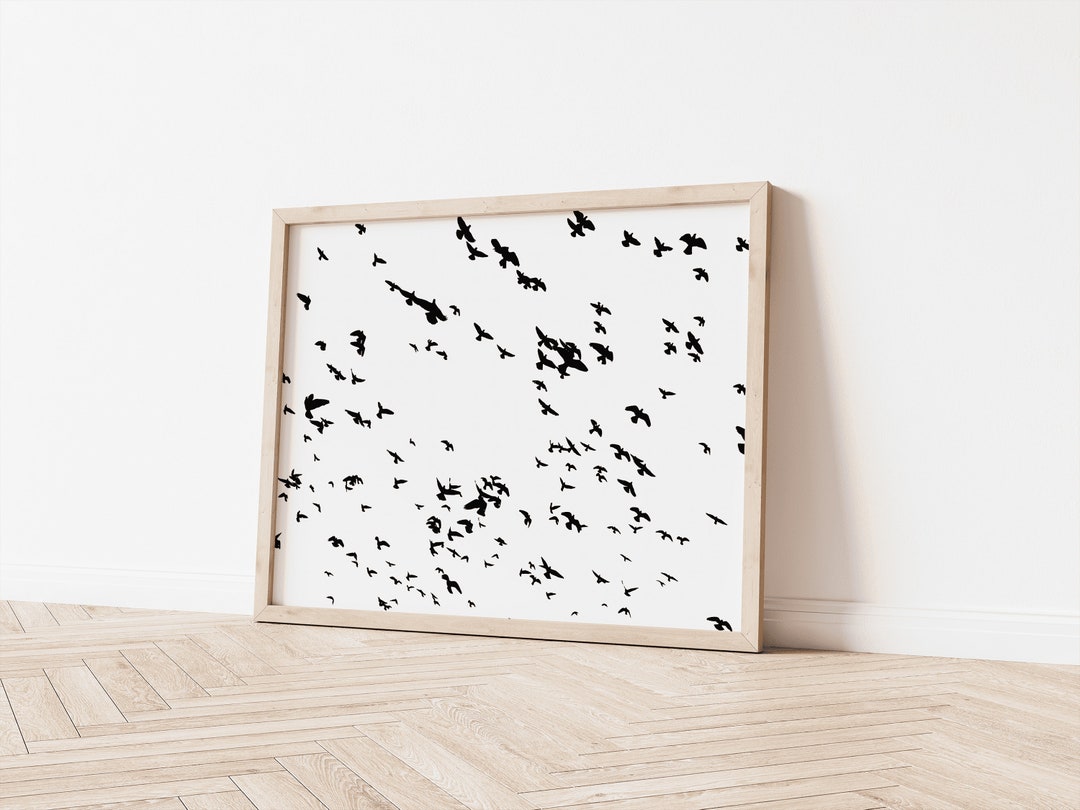 Bird Flock Minimalist Wall Art Print Neutral Living Room Art, Minimal ...