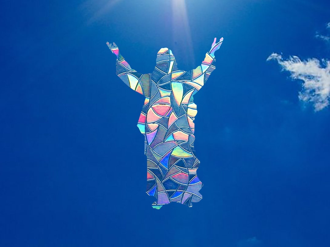 Jesus Suncatcher Window Sticker, Christian Sun Catcher Christ Artwork ...