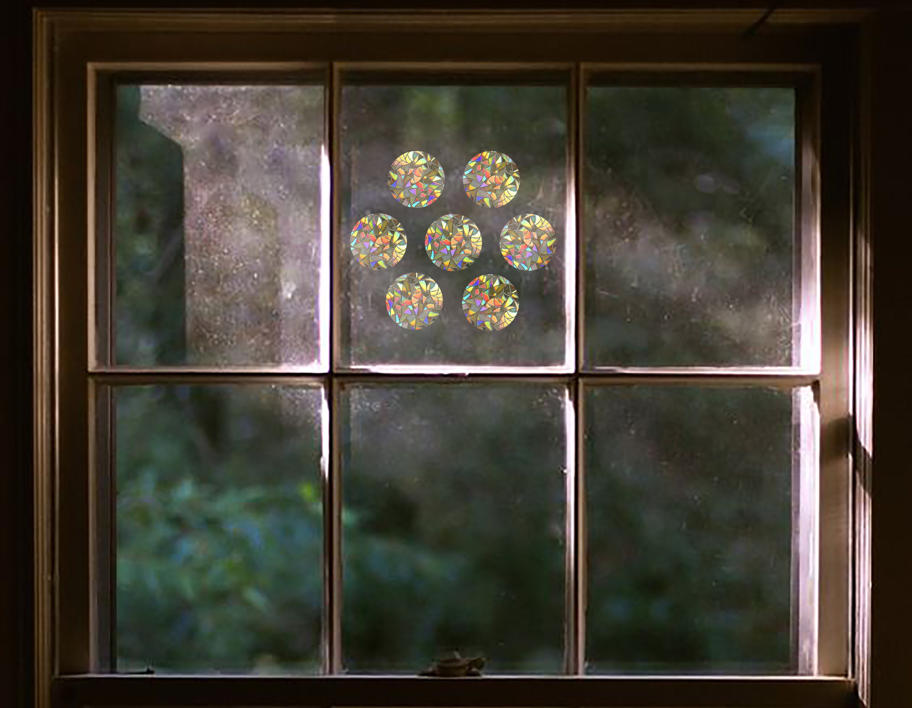 Circle Suncatcher Sticker Window Clings Set of 7 Decals Colorful Round ...