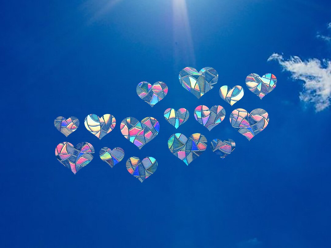 15 Hearts Suncatcher Stickers Window Decal Ornament Love Wall Art Home ...