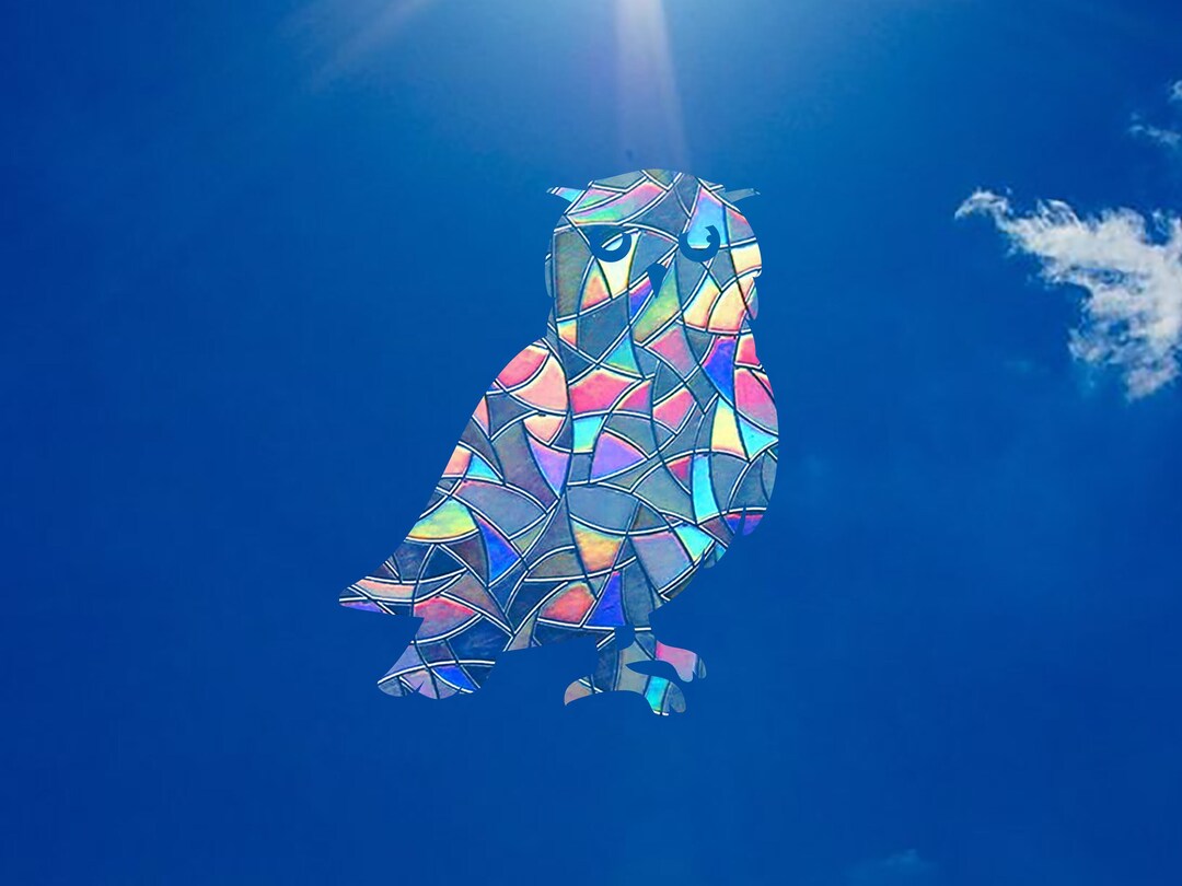 Owl Suncatcher, Window Cling Sun Catcher Sticker, Owl Wall Decal, Owl ...