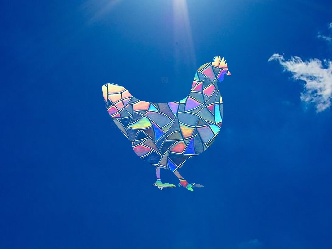 Chicken Suncatcher Sticker – Rainbow Window Cling, Farmhouse Wall Decor ...