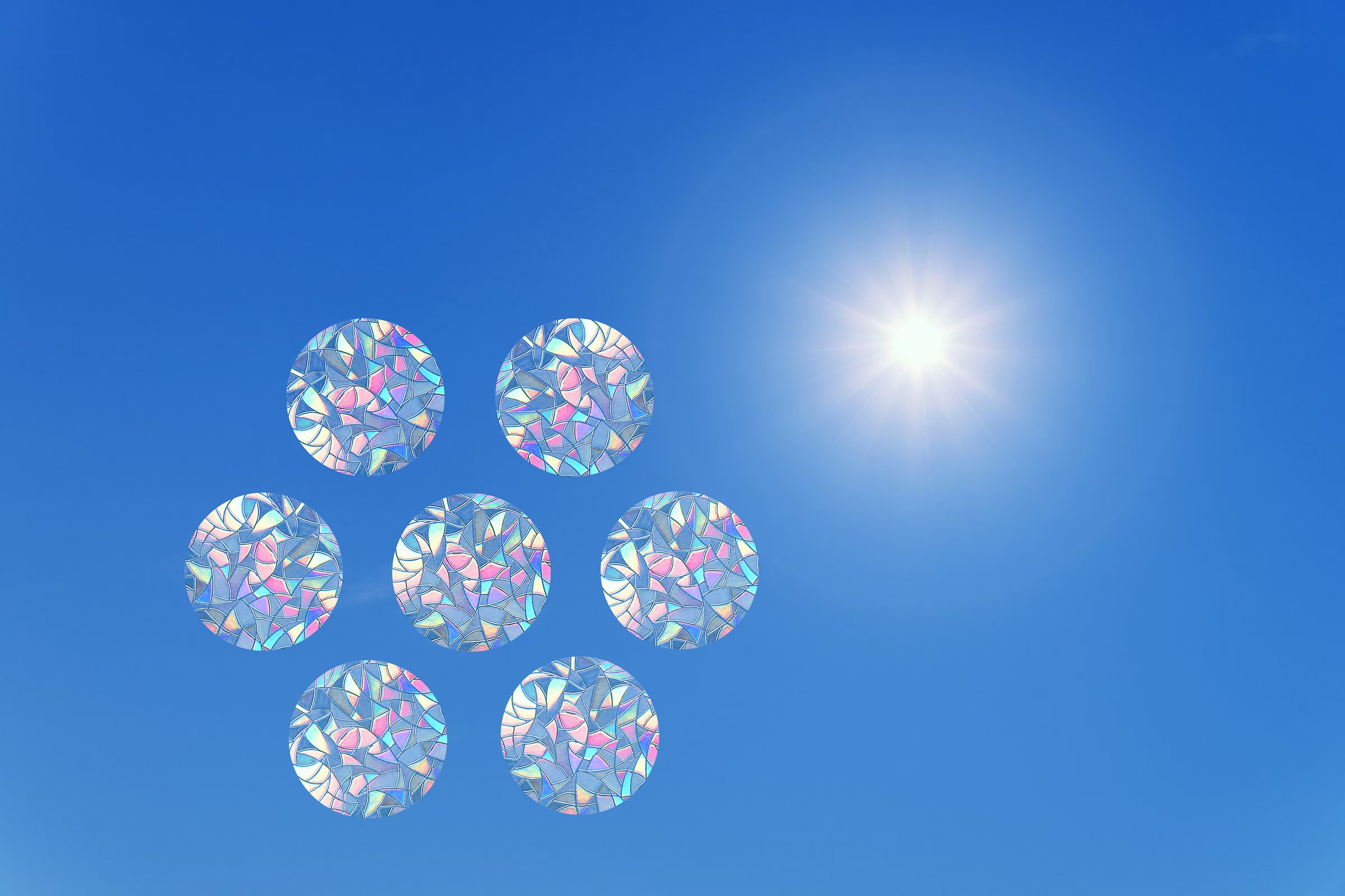 Circle Suncatcher Sticker Window Clings Set of 7 Decals Colorful Round ...