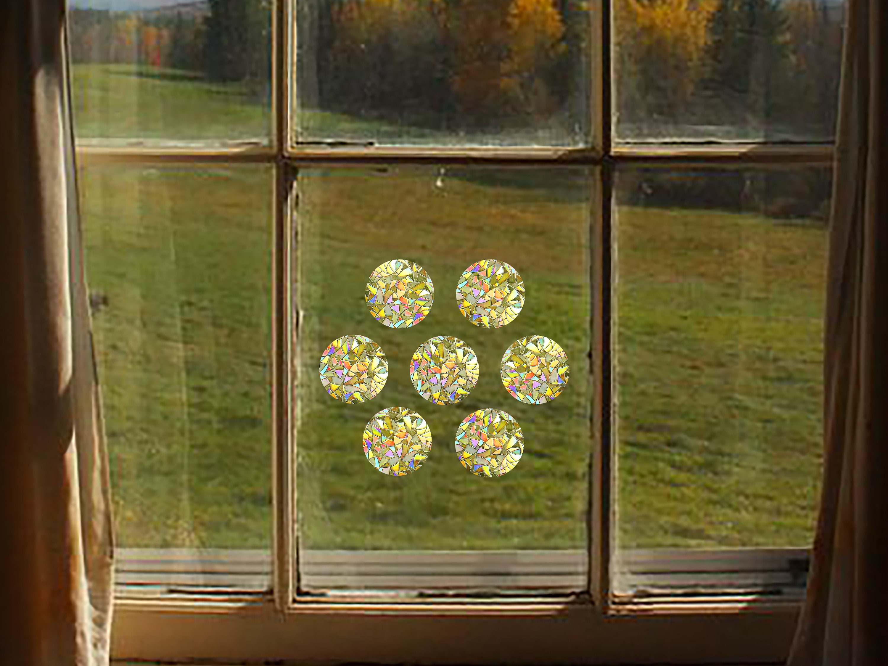 Circle Suncatcher Sticker Window Clings Set of 7 Decals Colorful Round ...