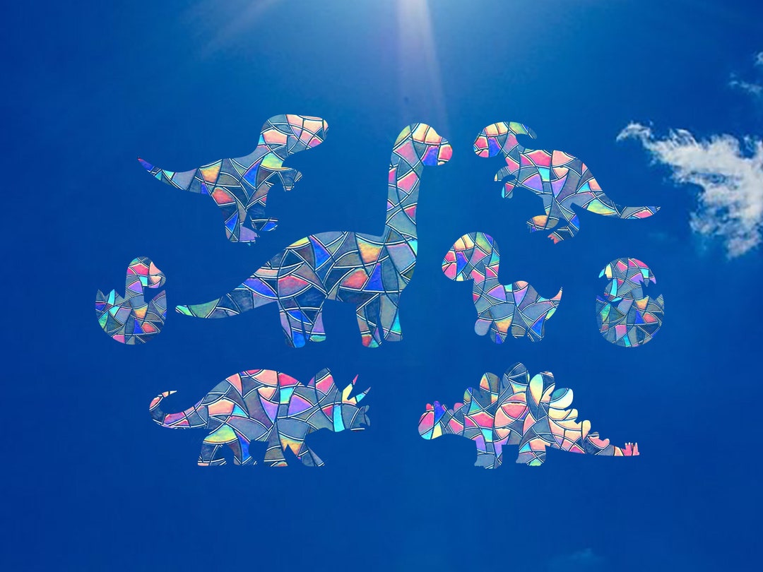Dinosaur Suncatcher Stickers: Rainbow Nursery Wall Decals (set of 8) - Etsy