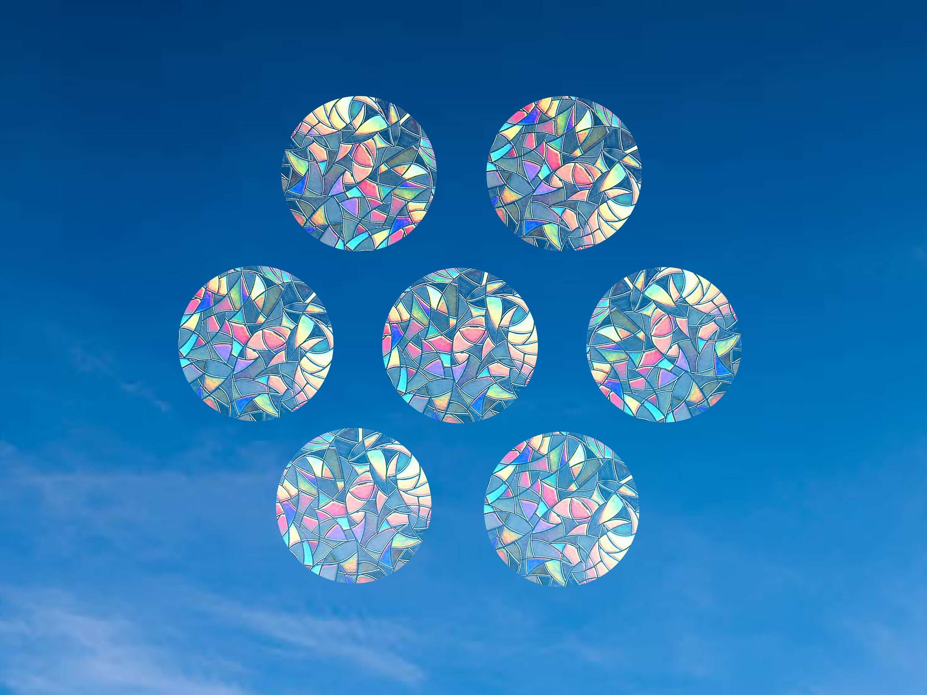 Circle Suncatcher Sticker Window Clings Set of 7 Decals Colorful Round ...
