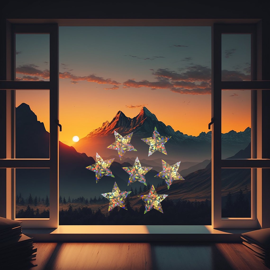 Star Suncatcher Stickers Window Clings Set of 7 Rainbow Maker Decals ...